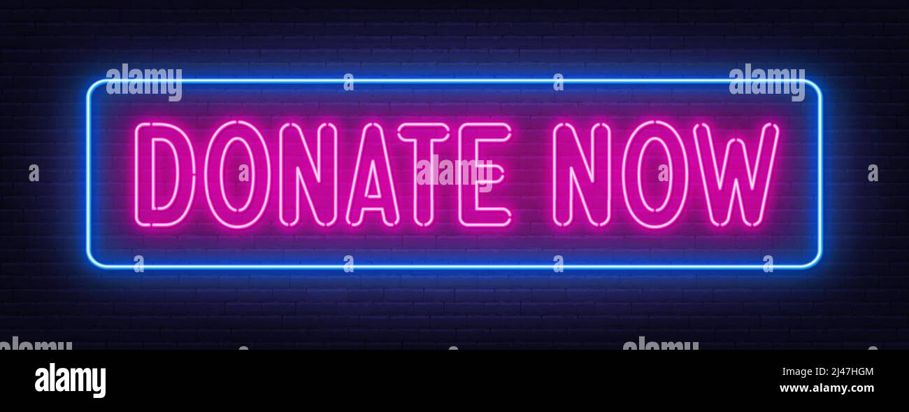 Donate Now neon sign on brick wall background Stock Vector Image & Art ...