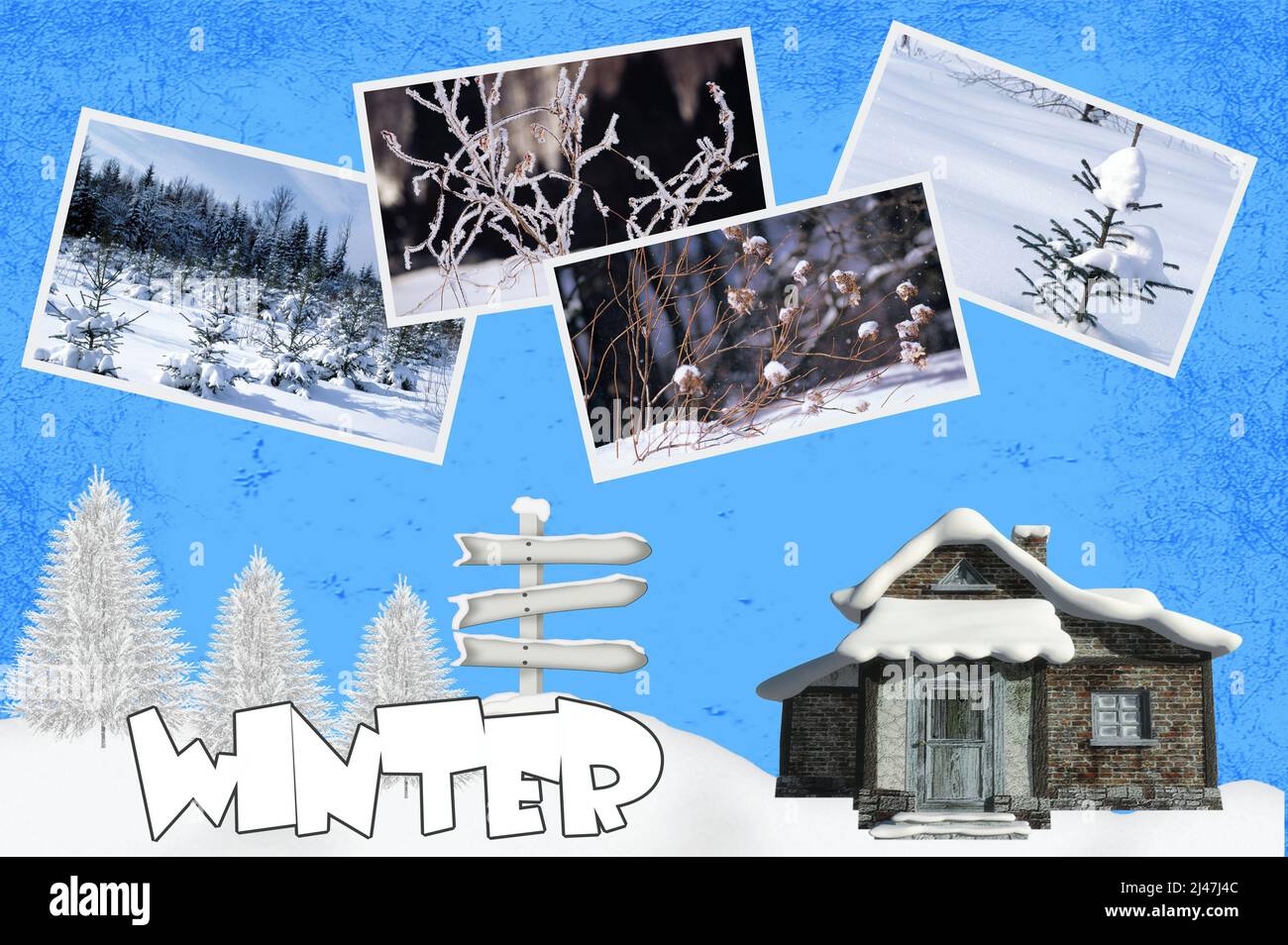 Winter themed postcard Stock Photo - Alamy