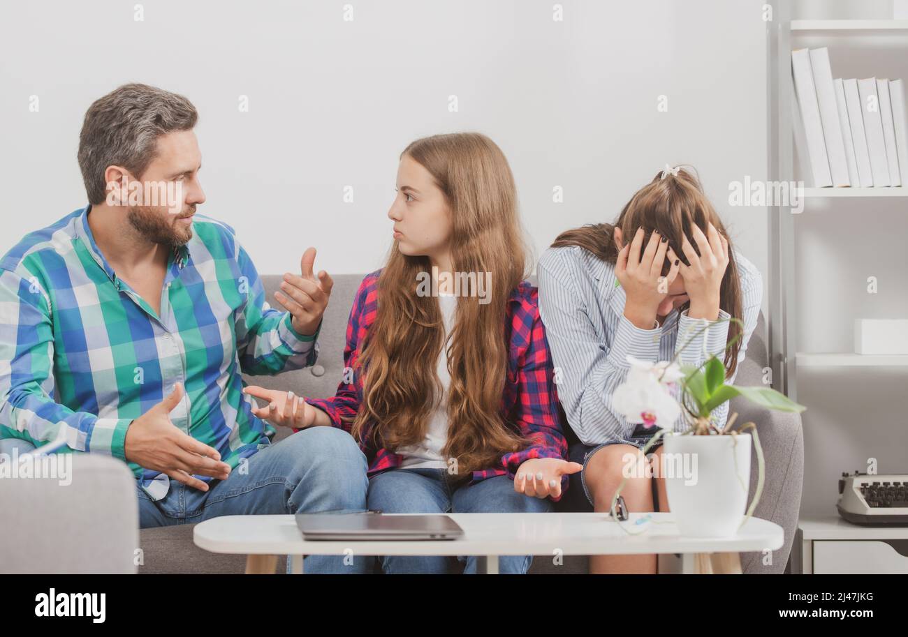 Bad parents. Couple with child teenager discussing problems in family ...