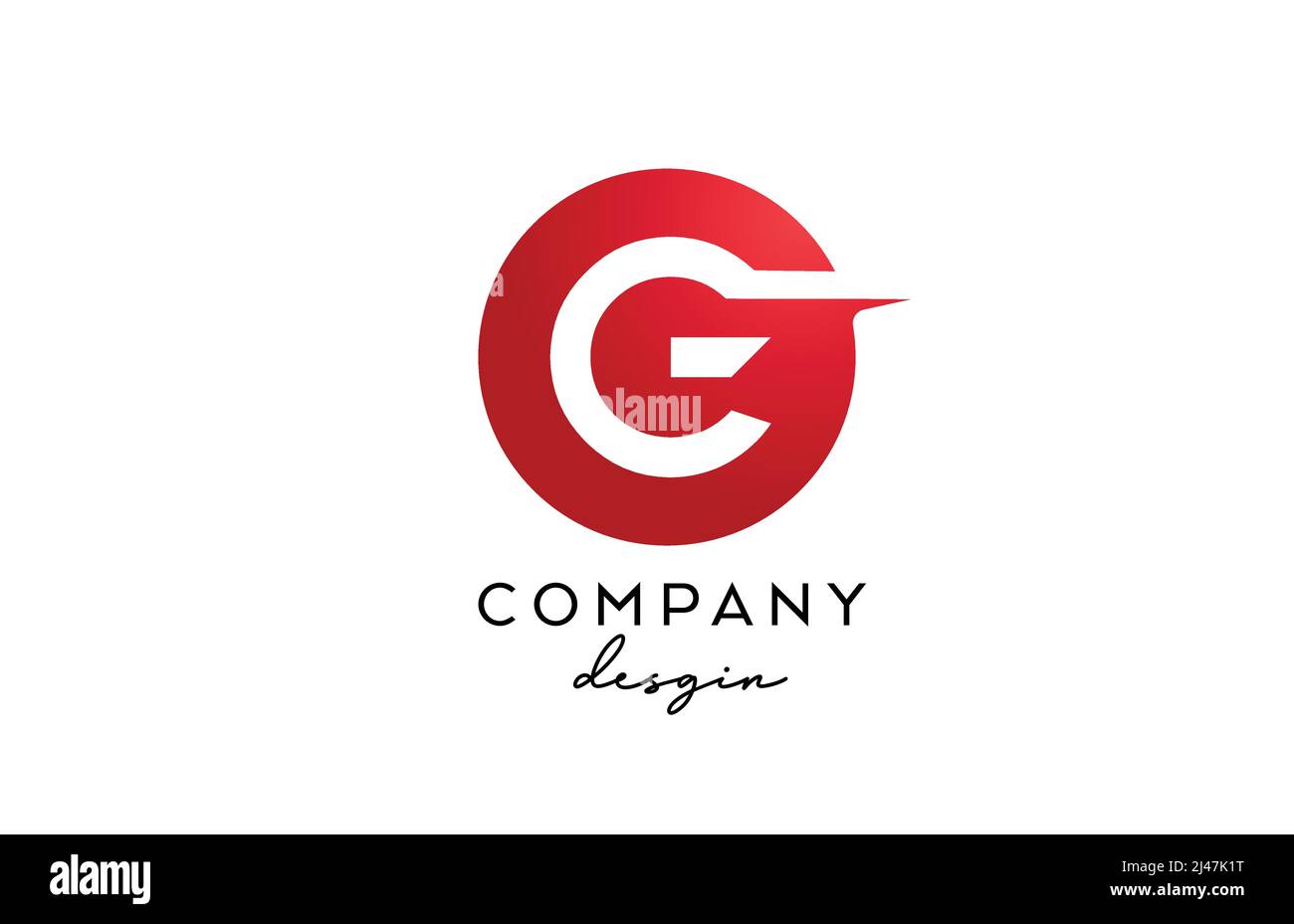 red G alphabet letter logo icon with circle design. Creative template ...