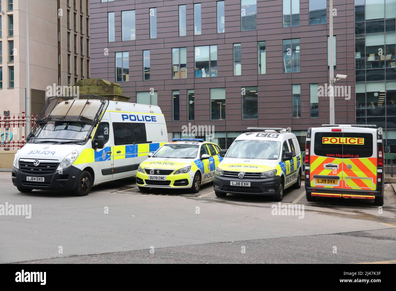 BRITISH TRANSPORT POLICE VEHICLES IN AT PICADILLY RAILWAY STATION ...