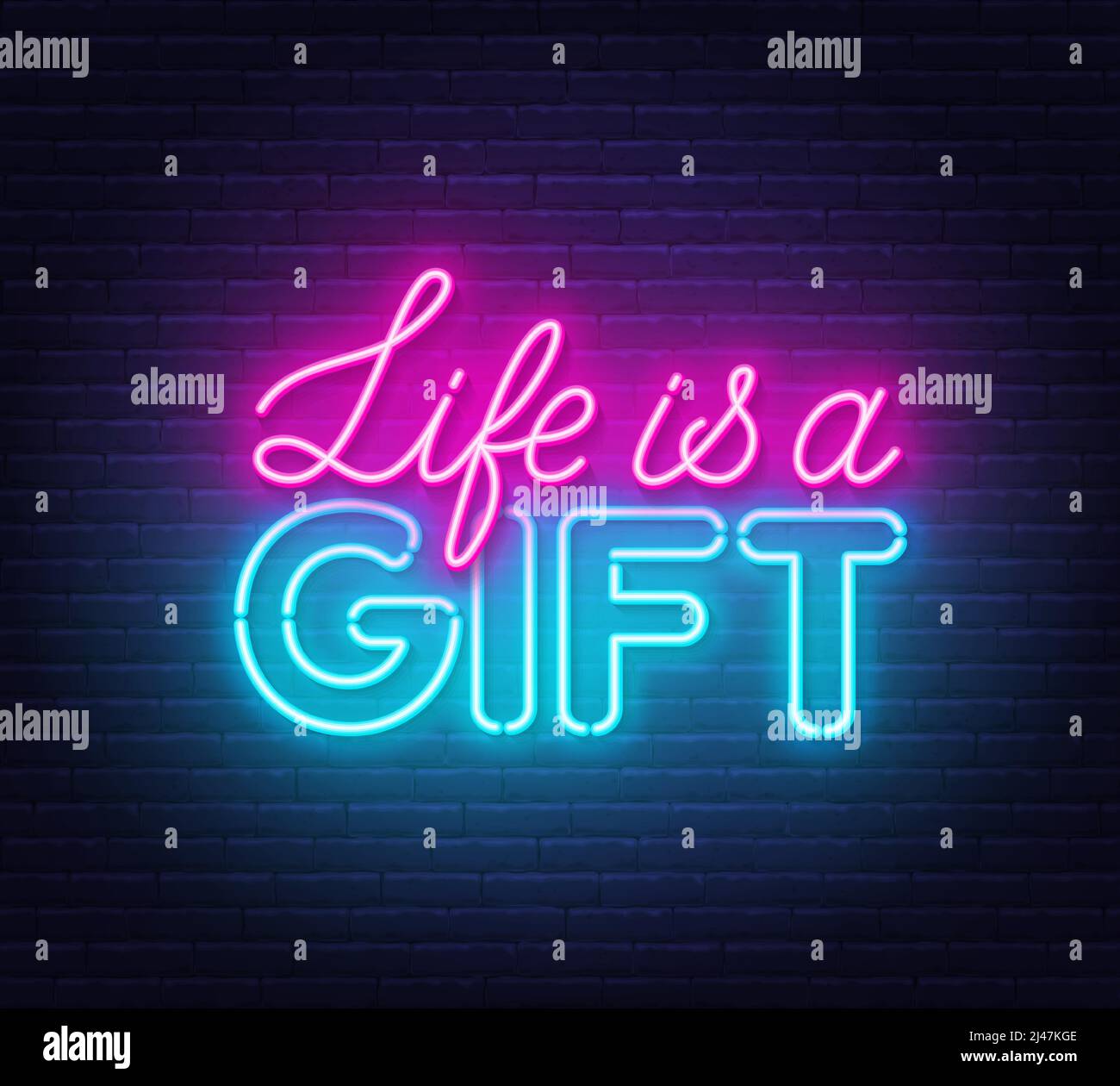 Life is a Gift neon lettering on brick wall background Stock Vector ...