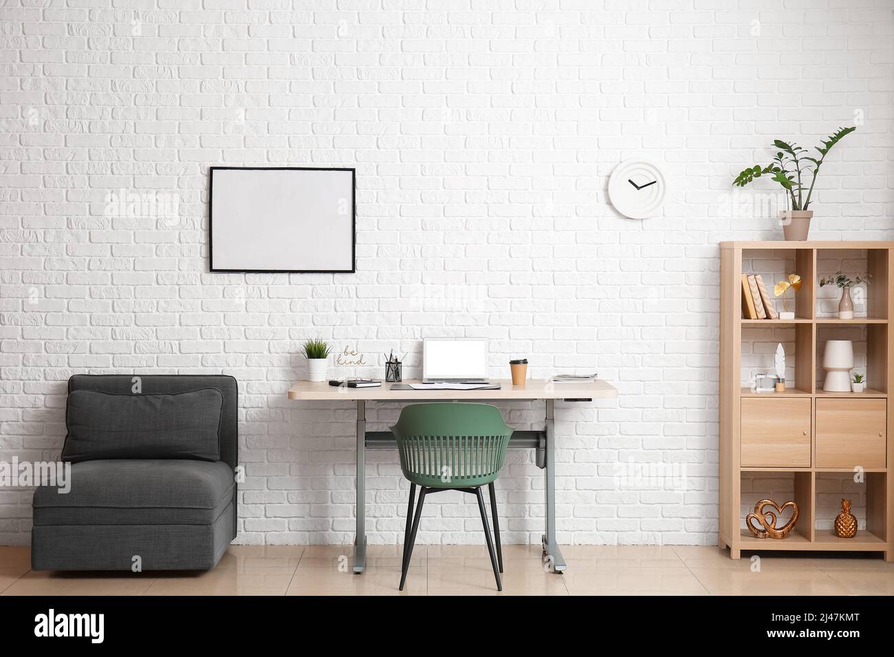 Interior of modern room with workplace Stock Photo - Alamy
