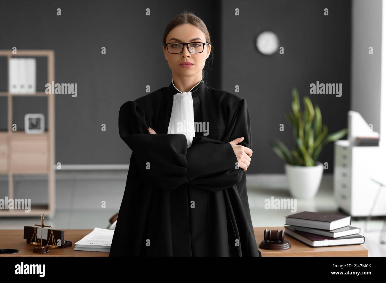 Young female judge in courtroom Stock Photo - Alamy