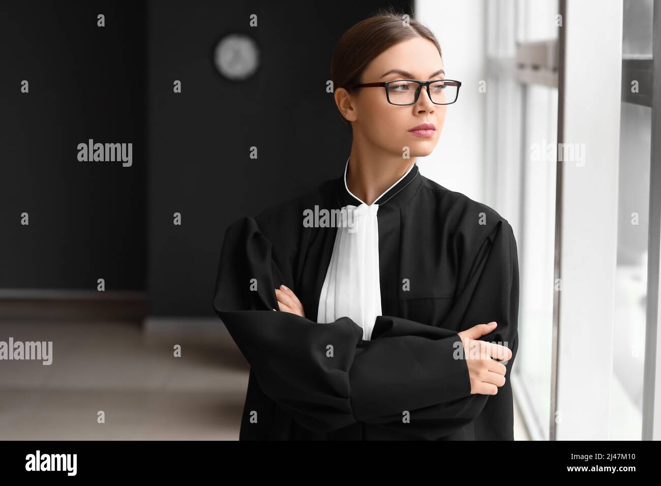 Young female judge in courtroom Stock Photo - Alamy