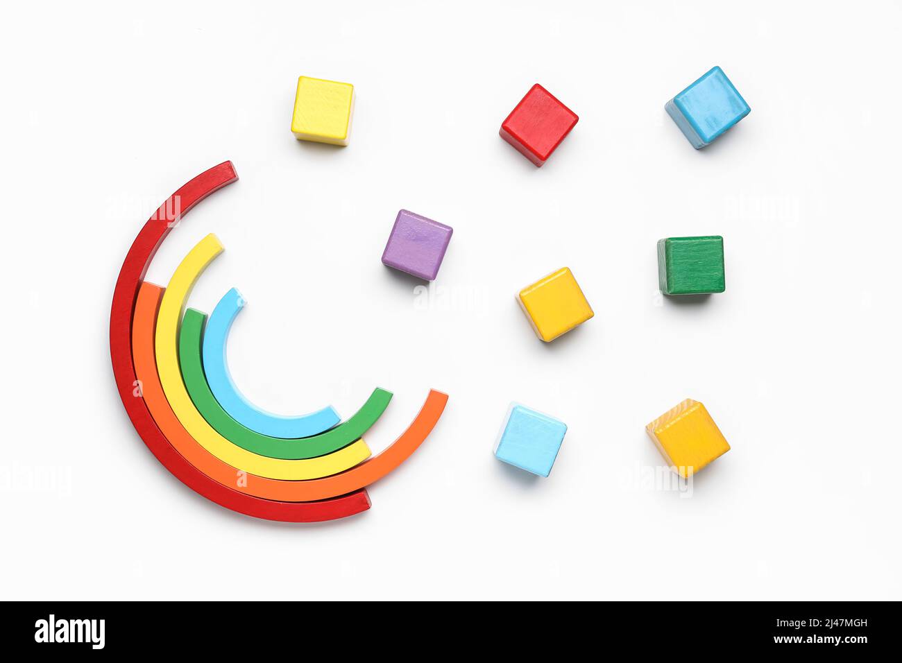 Colorful cubes with blocks on white background Stock Photo - Alamy