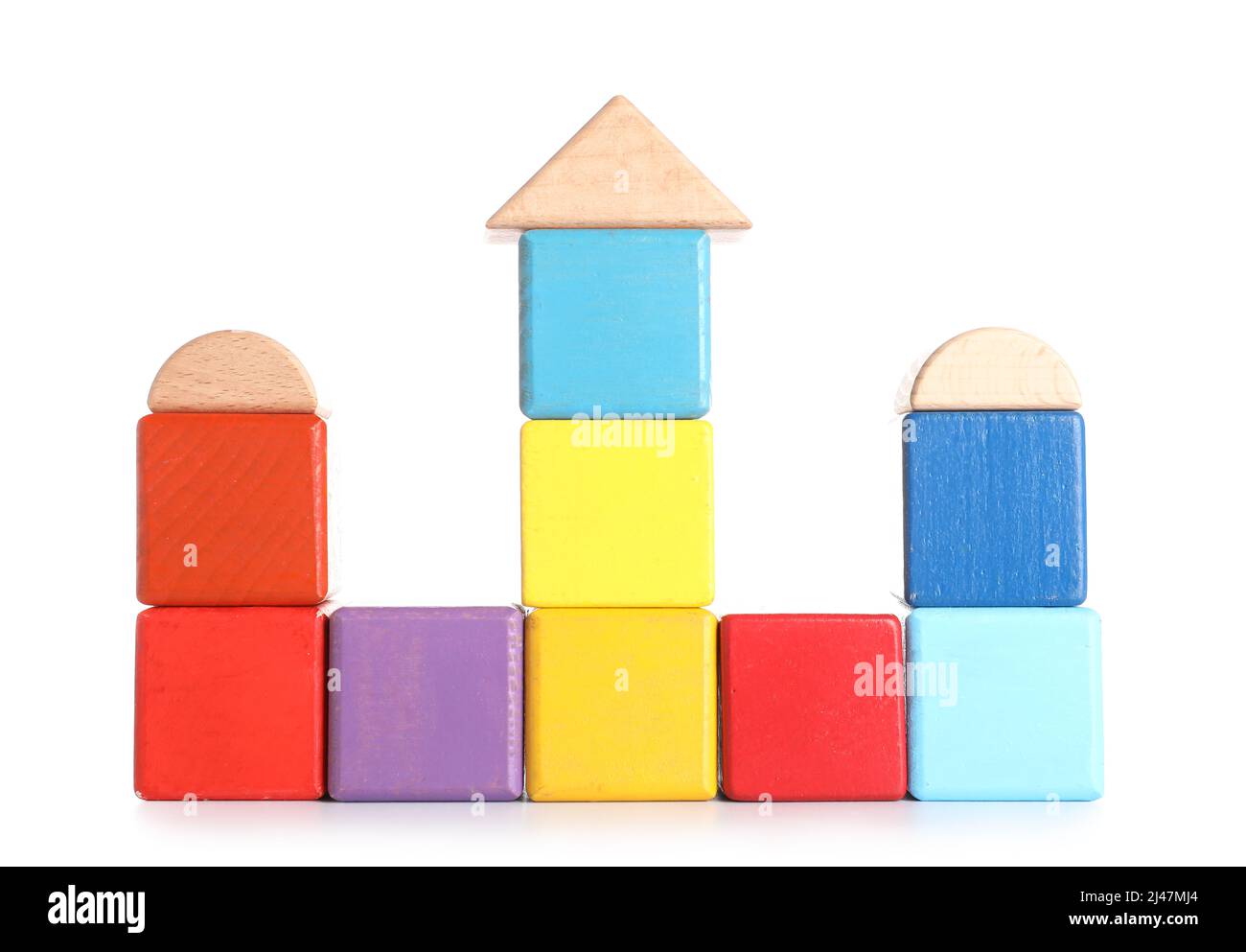 Colorful wooden cubes on white background Stock Photo - Alamy