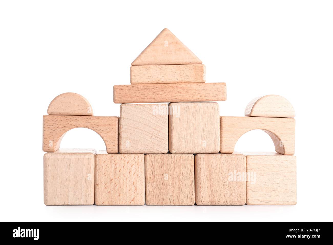 Wooden cubes and blocks on white background Stock Photo - Alamy