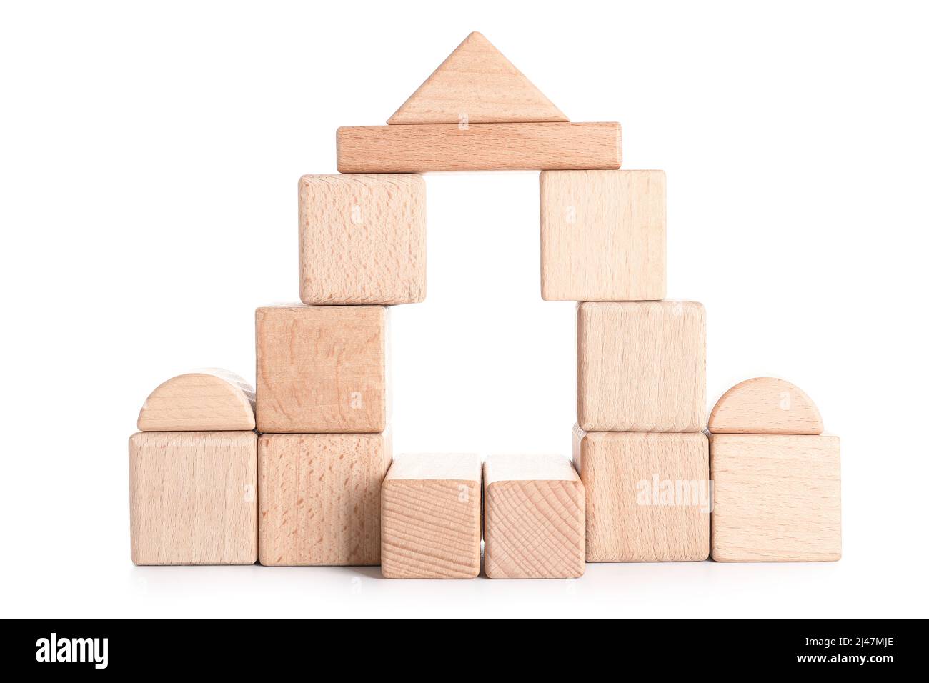 Wooden cubes and blocks on white background Stock Photo - Alamy