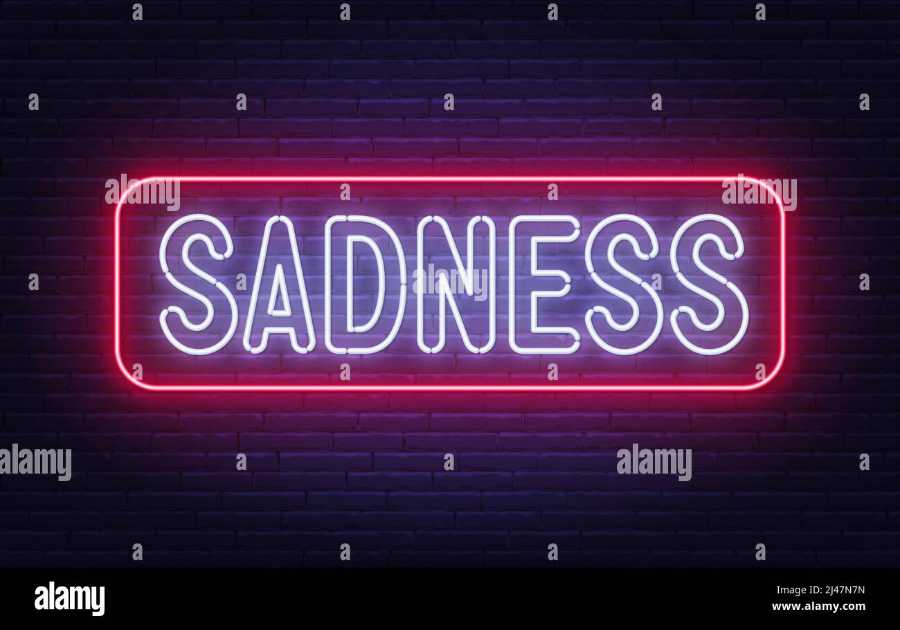 Neon sign Sadness on brick wall background Stock Vector Image & Art - Alamy