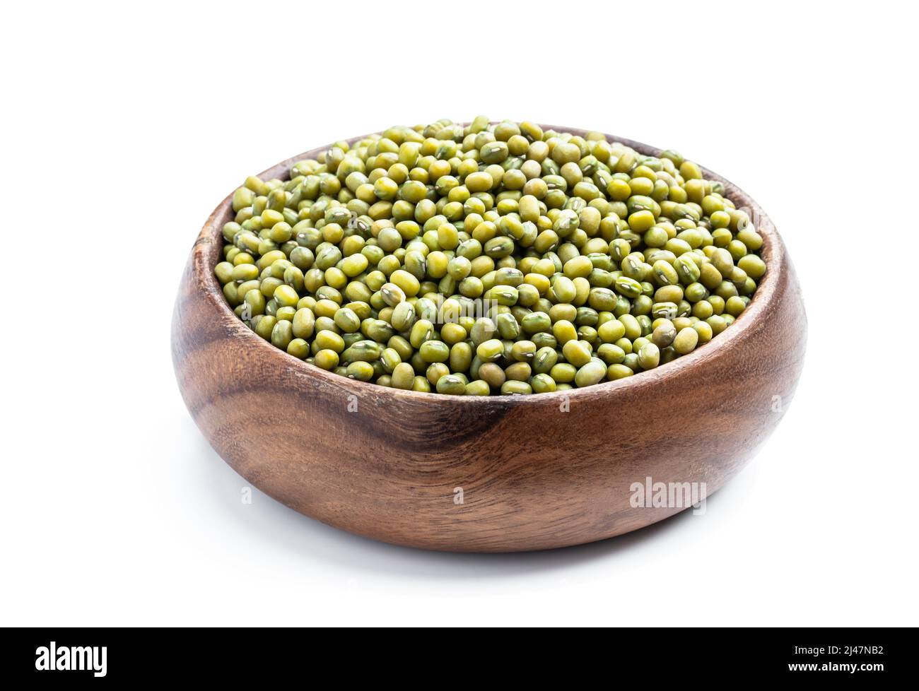Raw green mung beans in wooden bowl isolated on white Stock Photo - Alamy