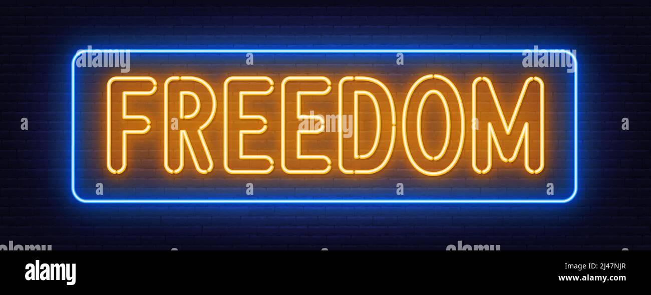 Freedom neon sign on brick wall background Stock Vector Image & Art - Alamy
