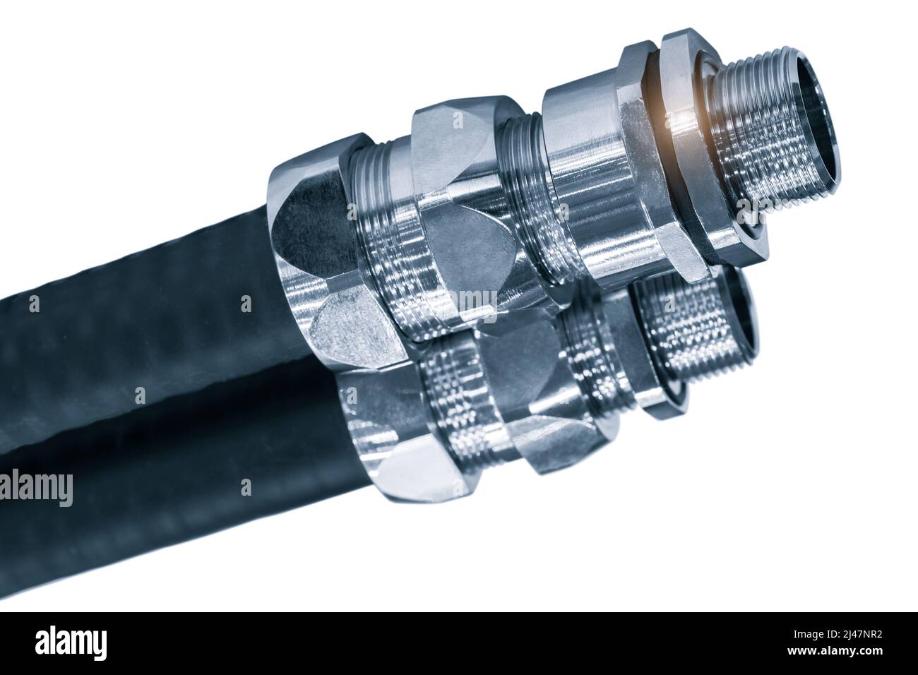 Rubber hoses and tubes with metal fasteners, industrial concept ...