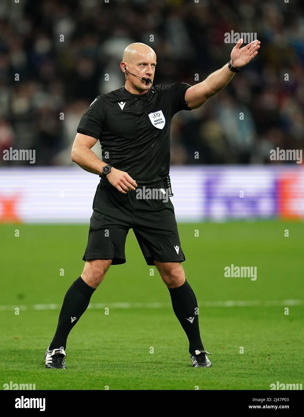 Referee Szymon Marciniak during the UEFA Champions League quarter final ...