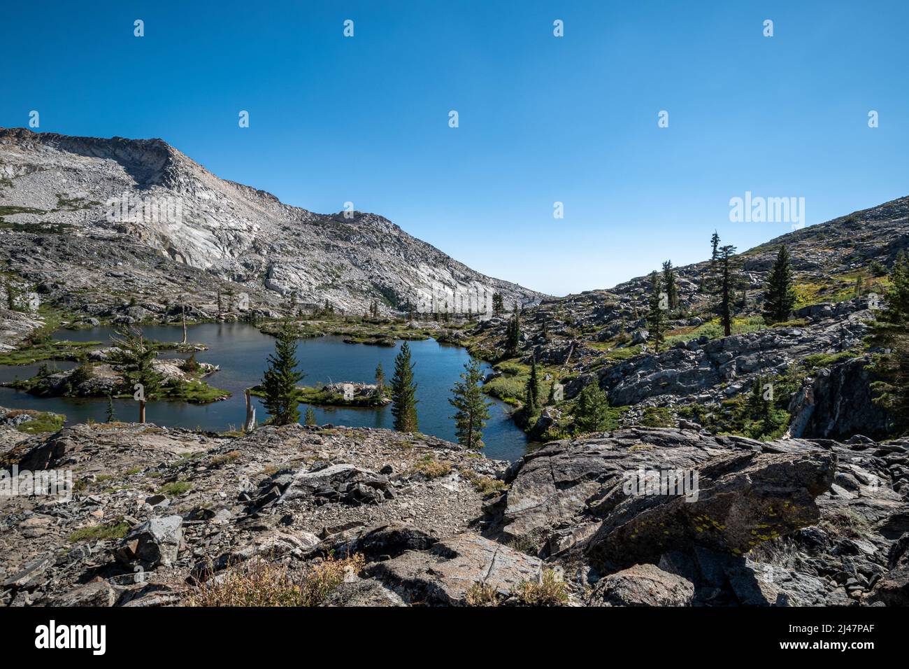 View of Island lake in desolation wilderness a few weeks before the ...