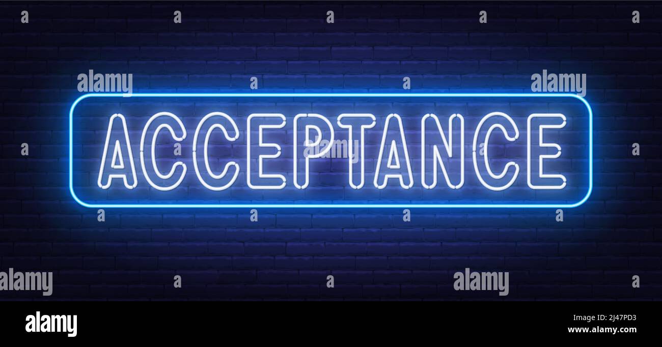 Neon sign Acceptance on brick wall background Stock Vector Image & Art ...