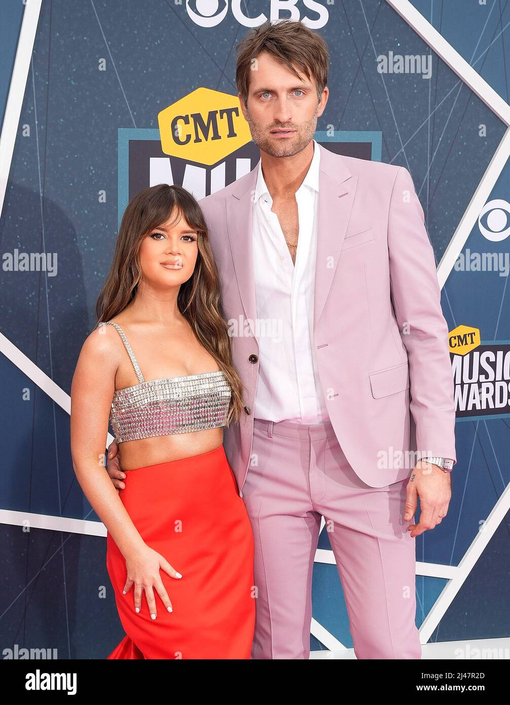 Maren Morris, Ryan Hurd attend the 2022 CMT Music Awards at Nashville ...