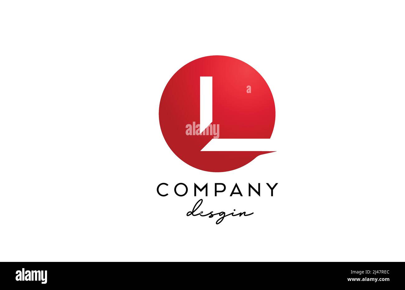 red L alphabet letter logo icon with circle design. Creative template ...