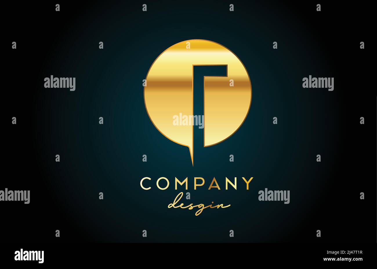 Gold T alphabet letter logo icon with circle design. Golden creative ...