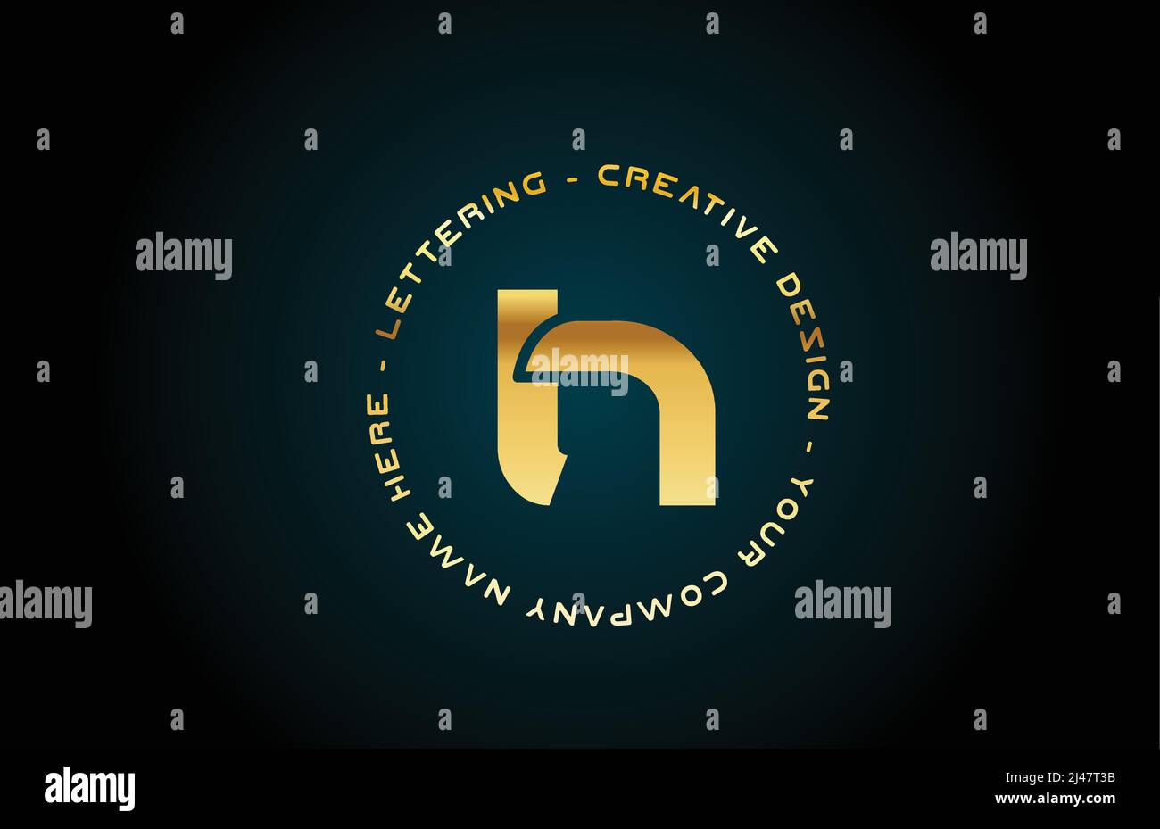 gold H alphabet letter logo icon design with text. Golden creative ...