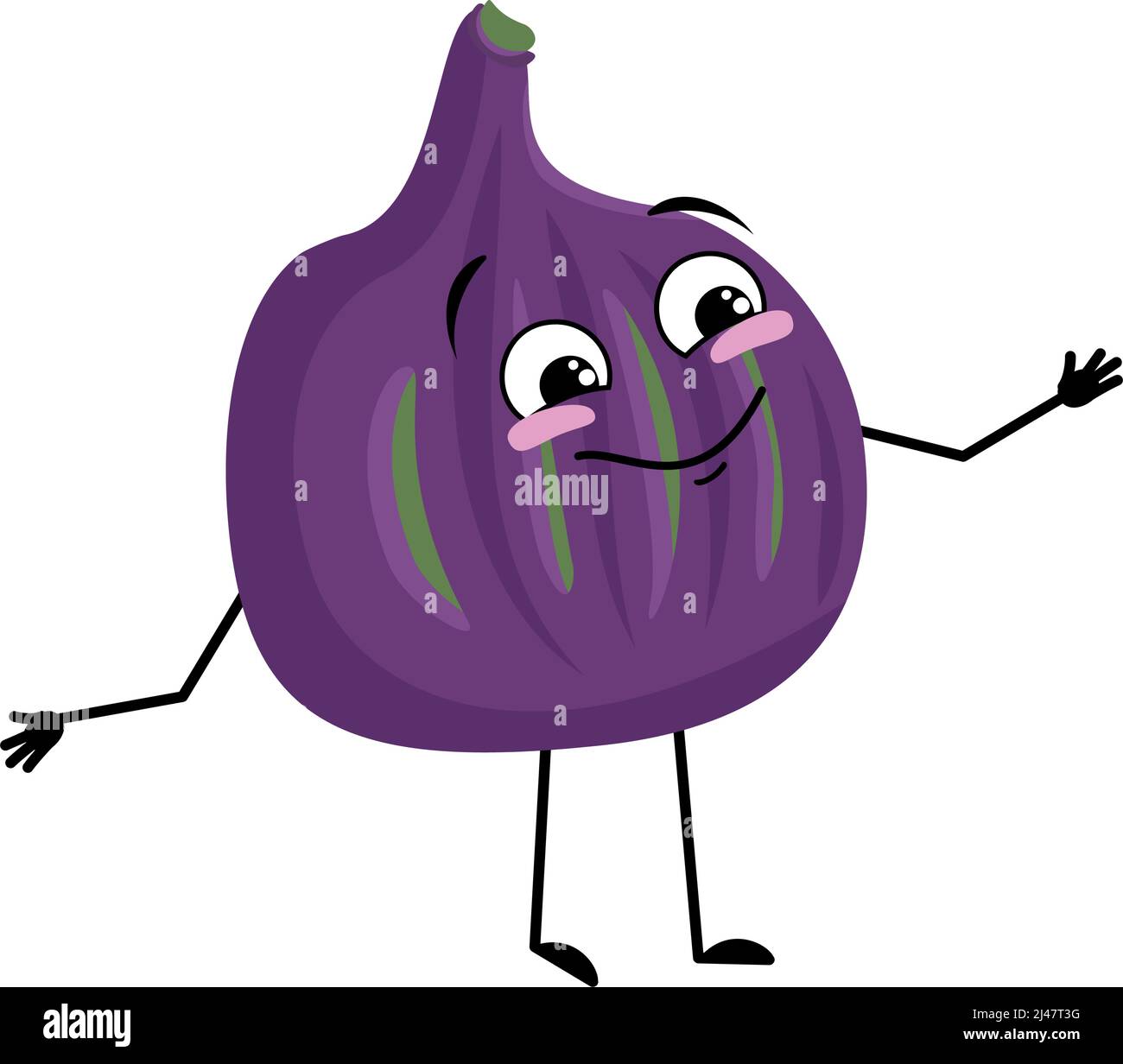 Fig character with happy emotion, joyful face, smile eyes, arms and ...