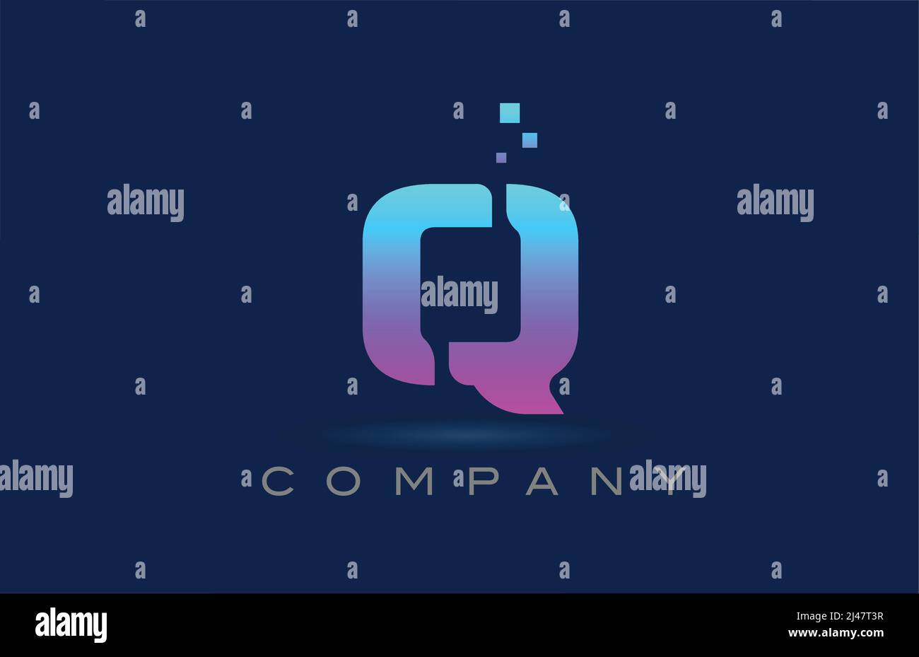 pink blue Q alphabet letter logo icon design. Creative template for ...