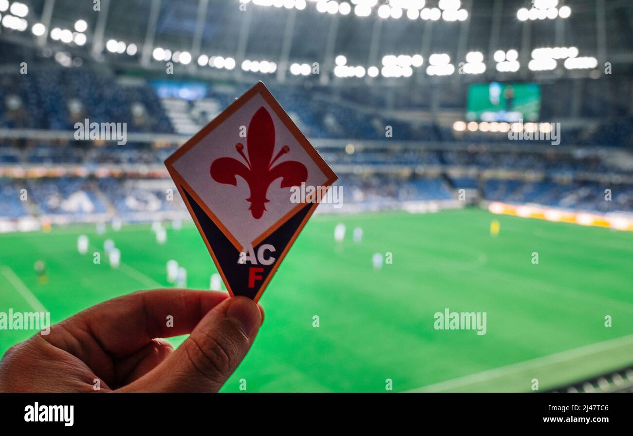 September 12, 2021, Florence, Italy. The emblem of the football club ...