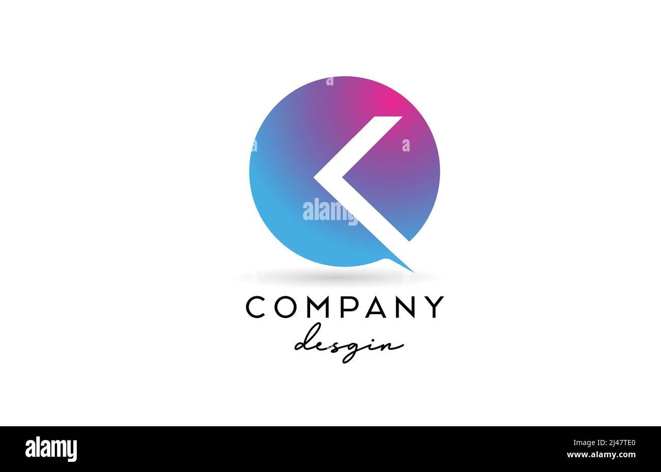 pink blue K alphabet letter logo icon with circle design. Creative ...