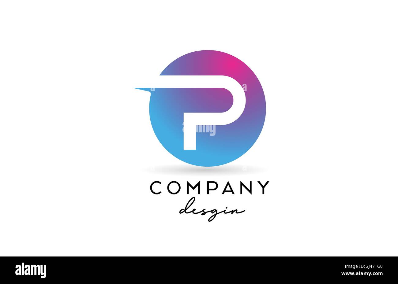 pink blue P alphabet letter logo icon with circle design. Creative ...