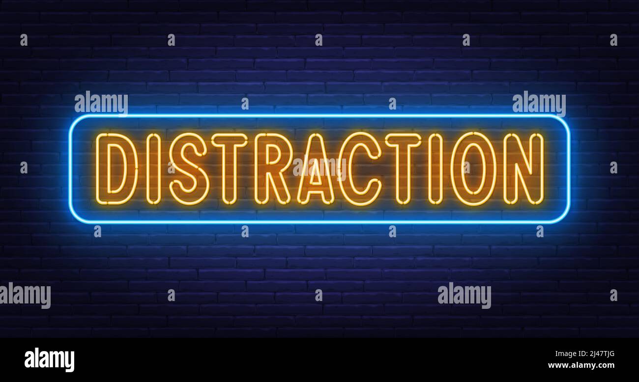 Neon sign Distraction on brick wall background Stock Vector Image & Art ...