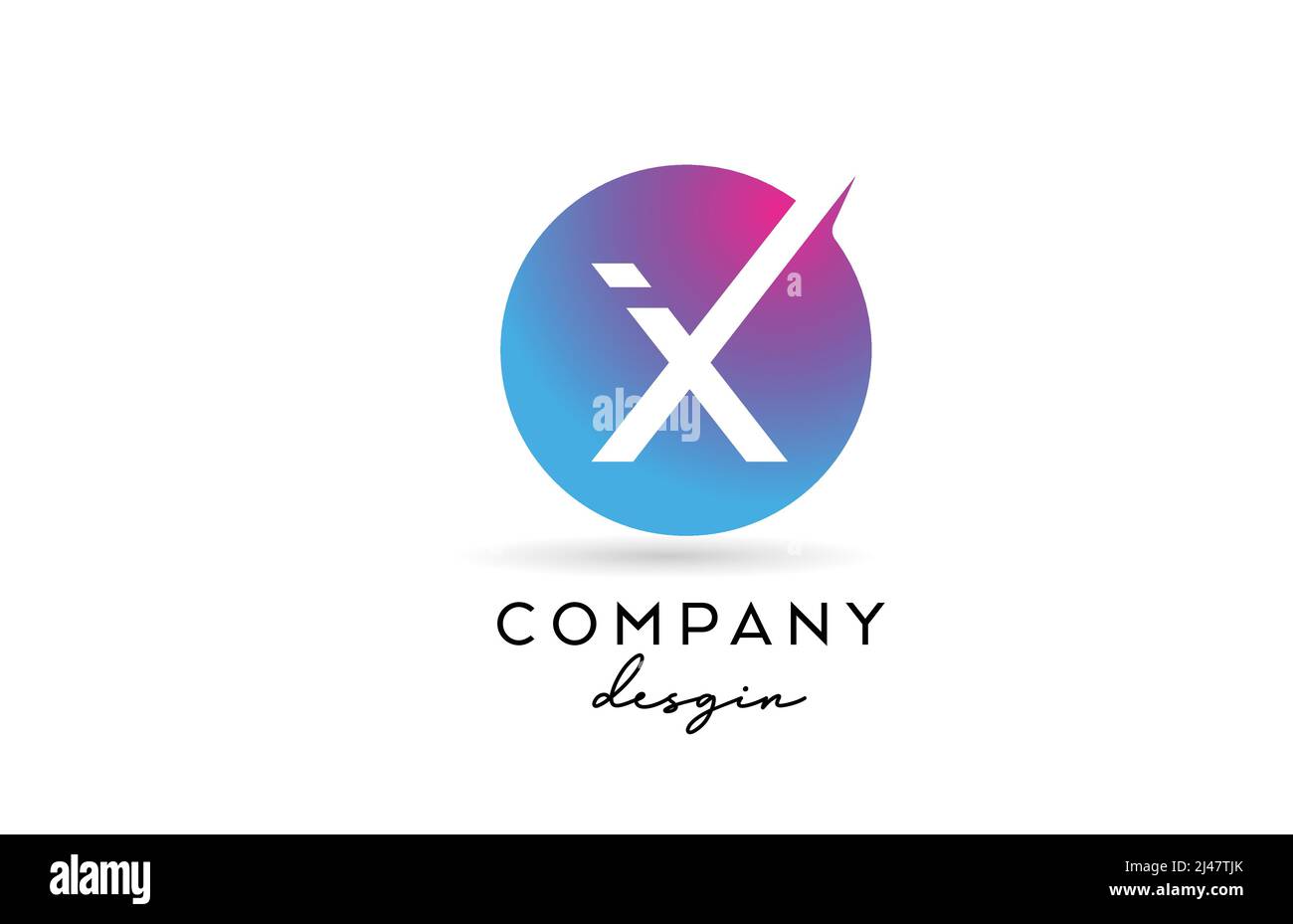 pink blue X alphabet letter logo icon with circle design. Creative ...