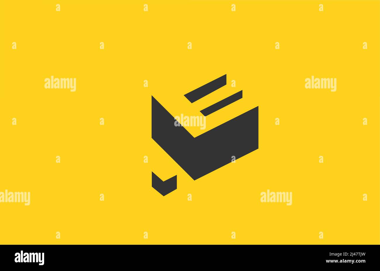 yellow black e alphabet letter logo icon with shadow design. Creative ...