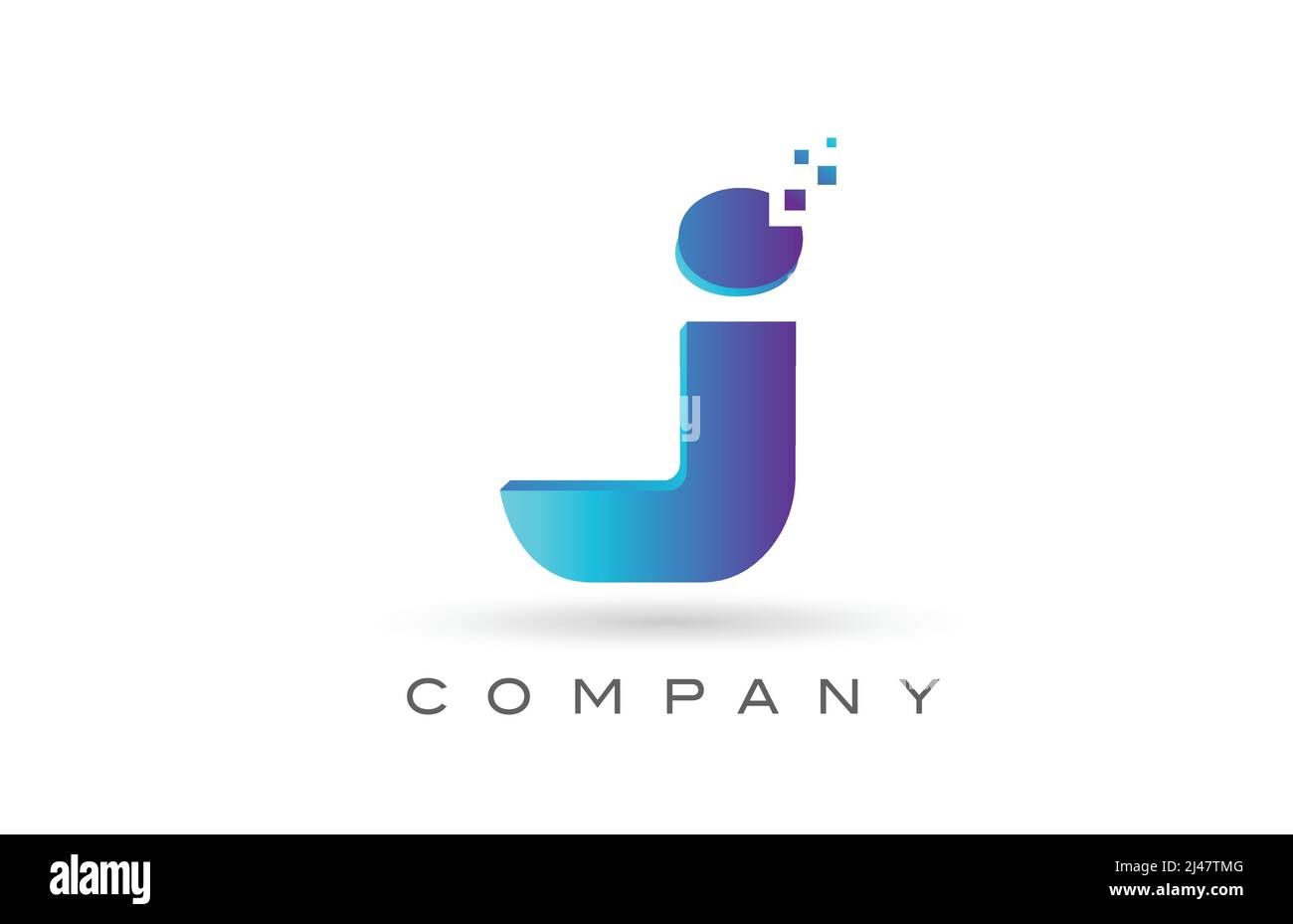 J blue dot alphabet letter logo design. Creative icon template for ...