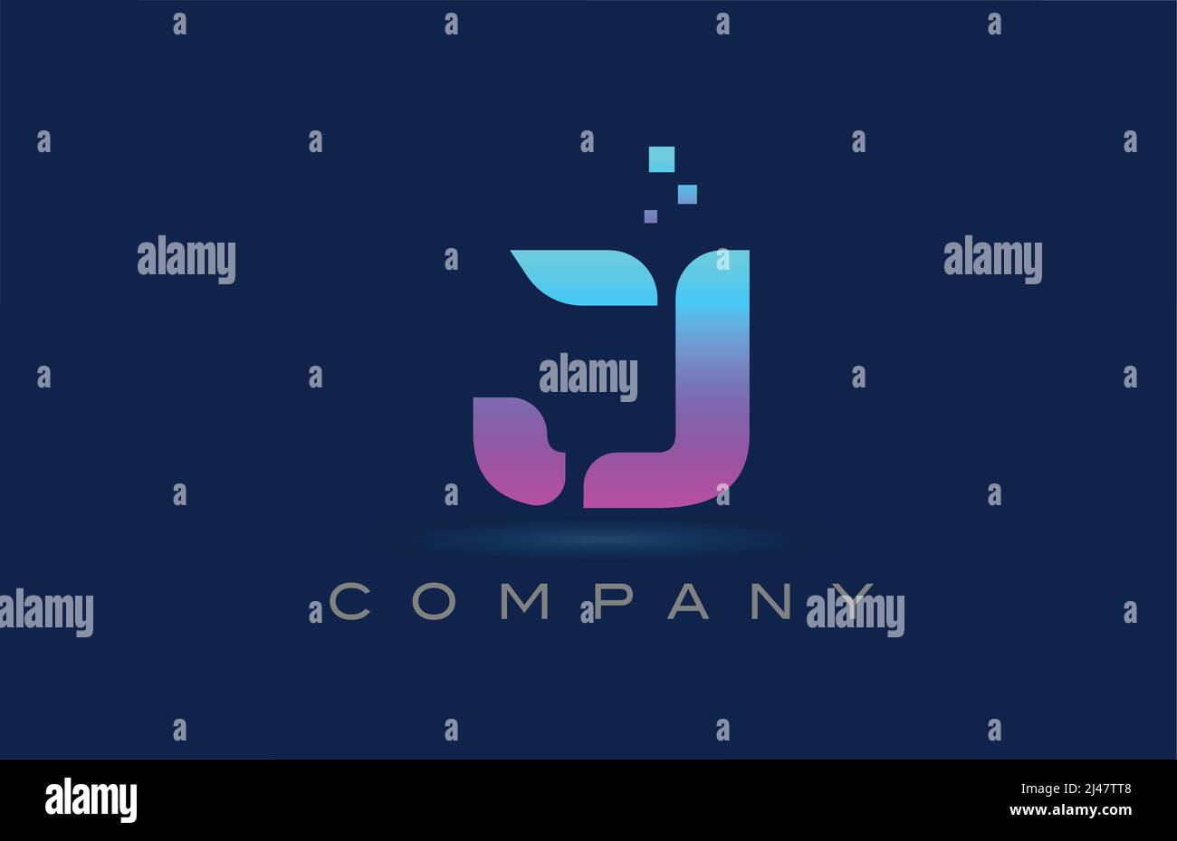 pink blue J alphabet letter logo icon design. Creative template for ...