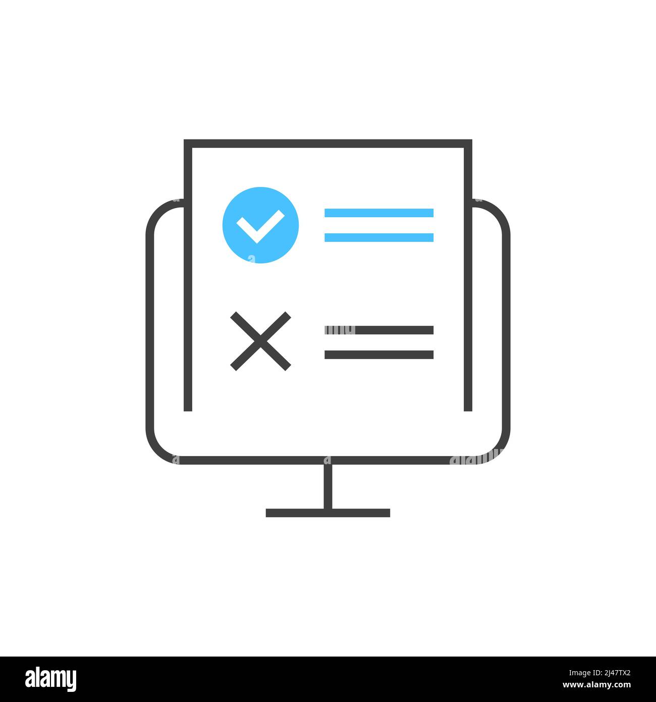 Survey checklist form or complete task list on desktop PC notice, phone ...