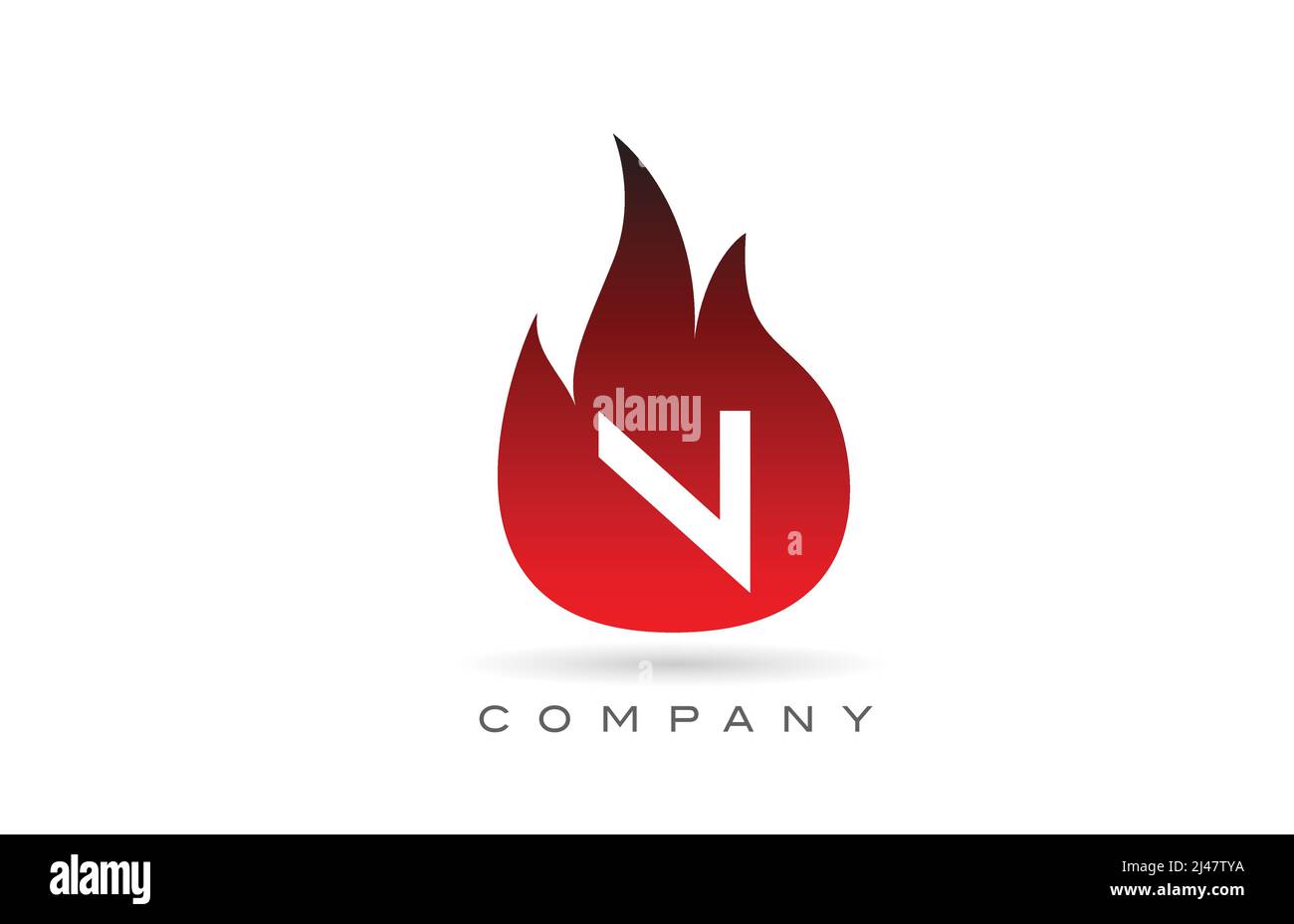 N red fire flames alphabet letter logo design. Creative icon template ...