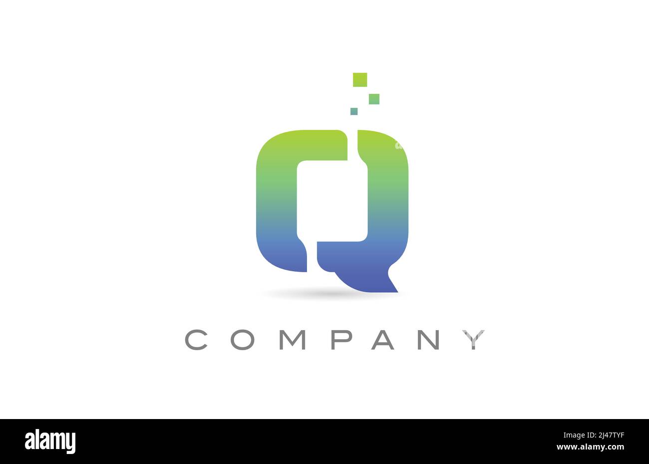 Q green alphabet letter logo icon. Creative design template for company ...