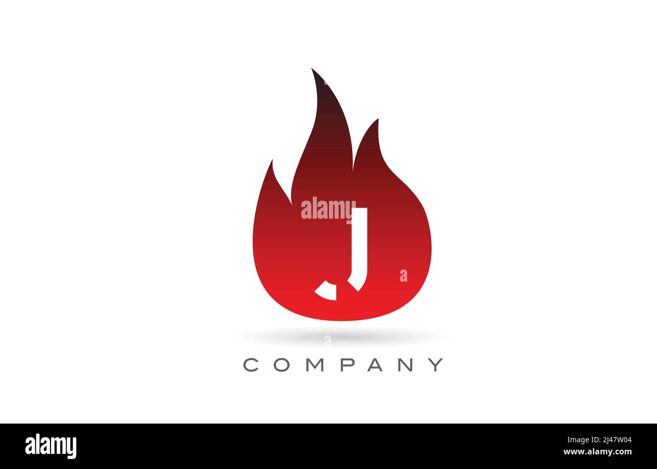 J red fire flames alphabet letter logo design. Creative icon template ...