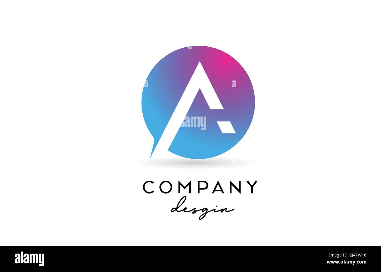 pink blue A alphabet letter logo icon with circle design. Creative ...