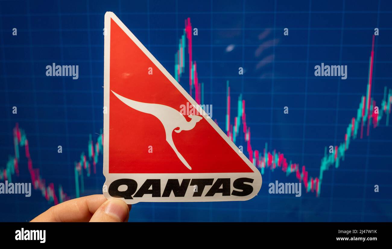 November 10, 2021, Sydney, Australia. The Qantas airline emblem against ...