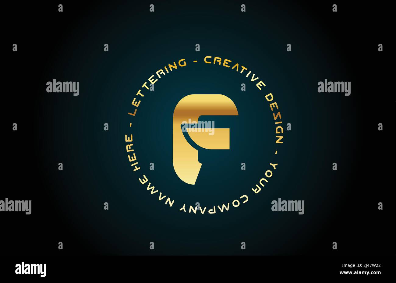 gold F alphabet letter logo icon design with text. Golden creative ...