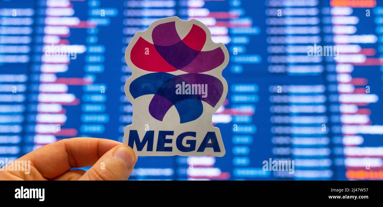 December 11, 2021, Male, Maldives. The emblem of Mega Maldives Airlines ...