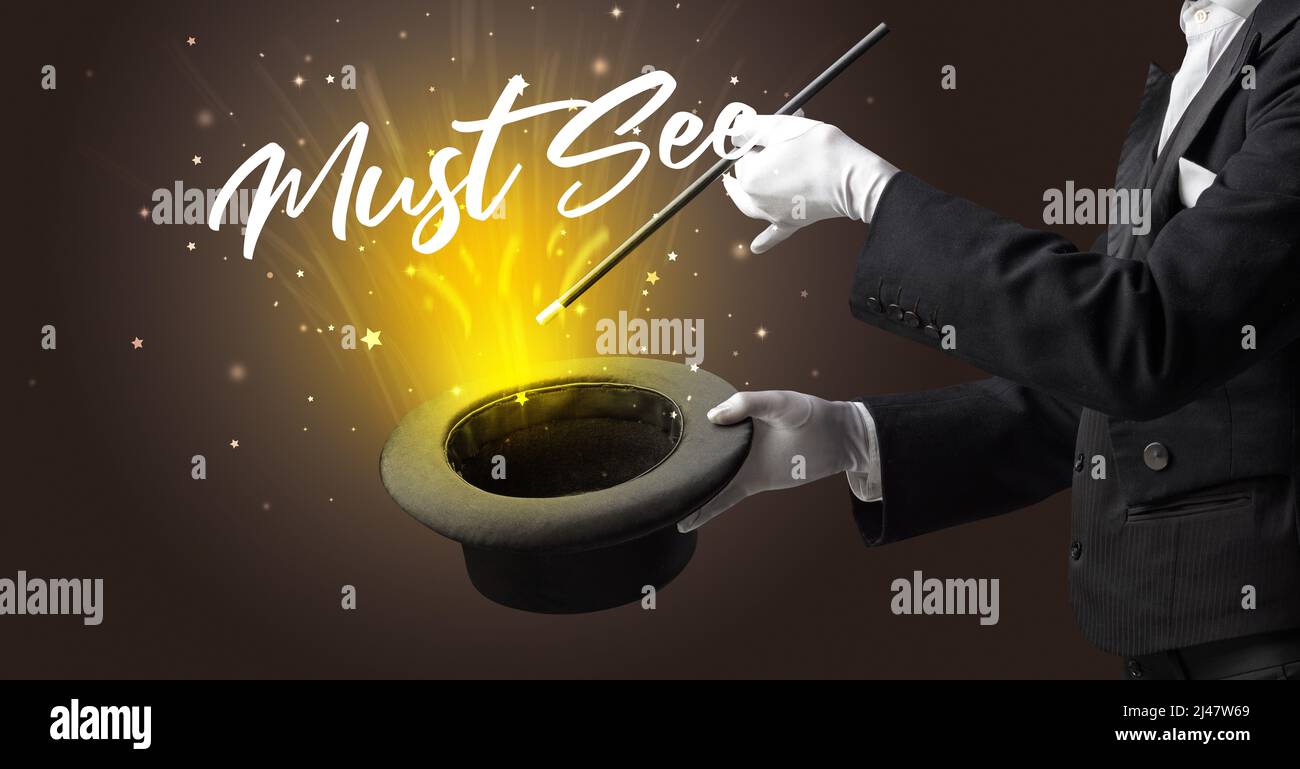 Old Magician is showing magic trick Stock Photo - Alamy