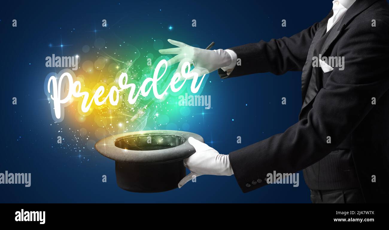 Young magician is showing magic trick Stock Photo - Alamy