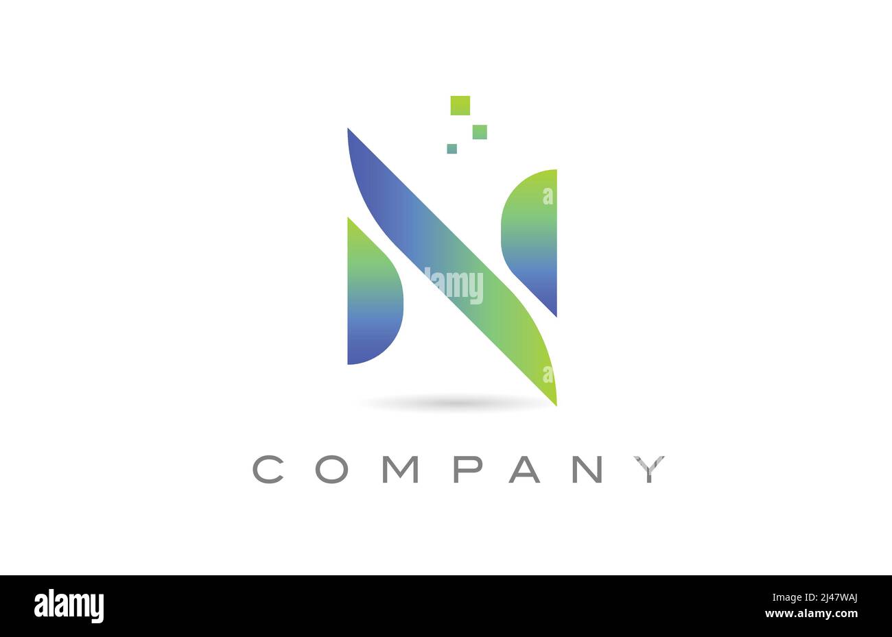 N green alphabet letter logo icon. Creative design template for company ...