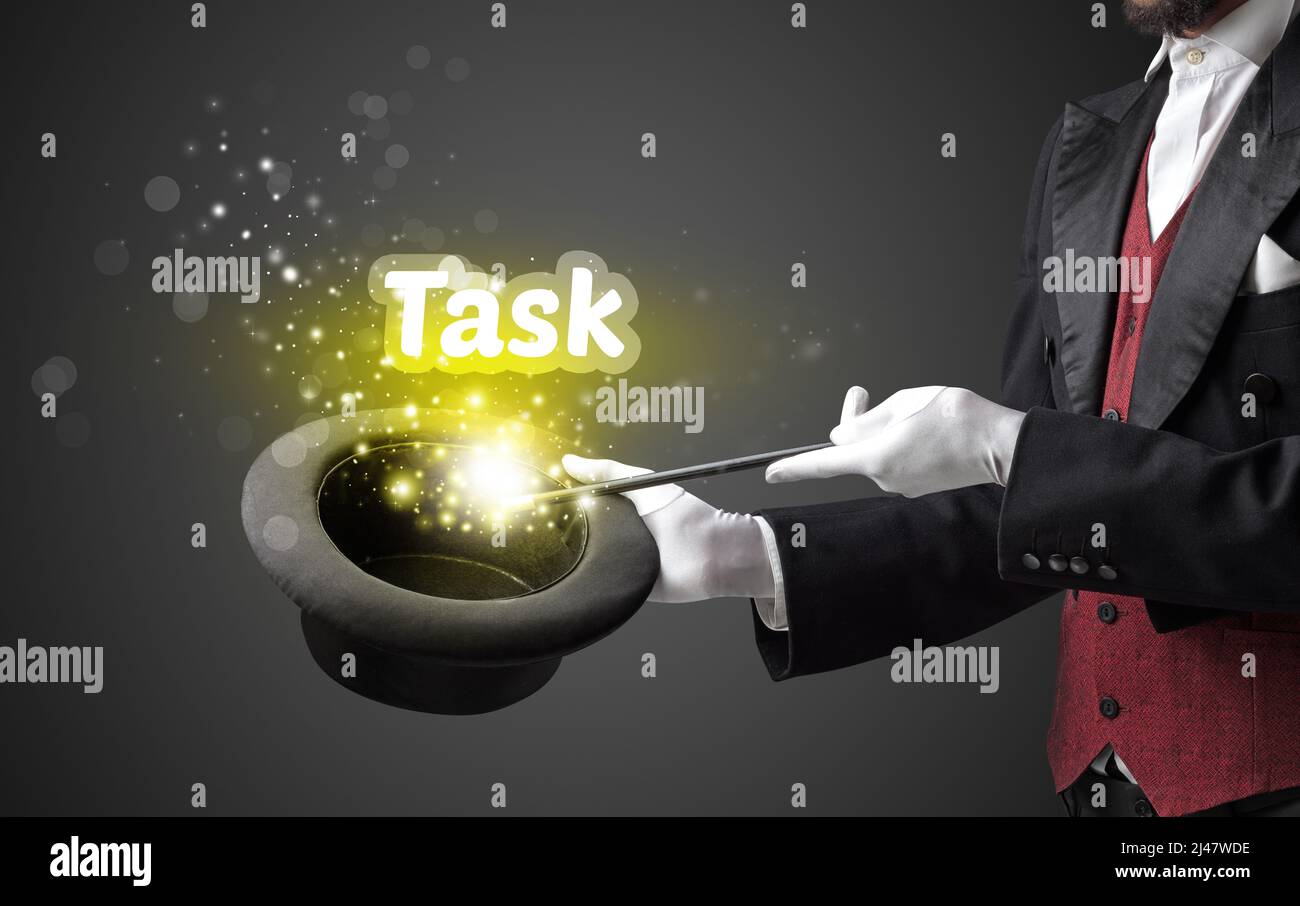 Illusionist is showing magic trick Stock Photo - Alamy