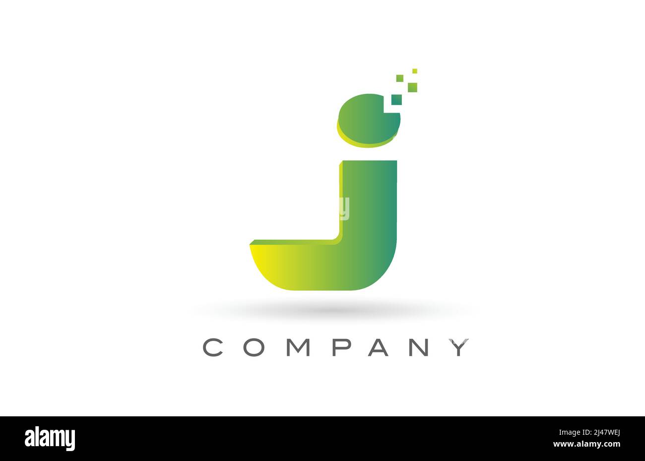J alphabet letter logo icon design with green dot. Creative template ...