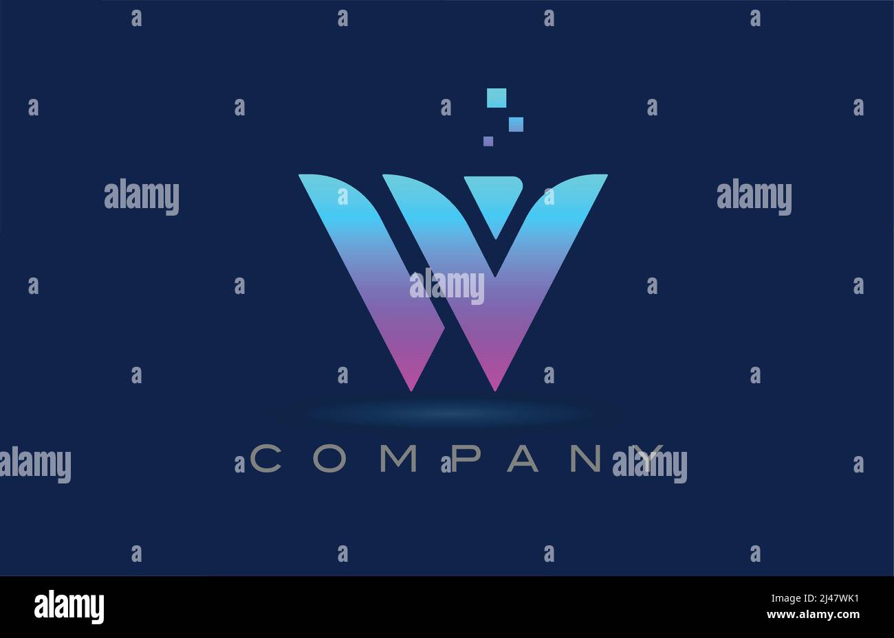 pink blue W alphabet letter logo icon design. Creative template for ...