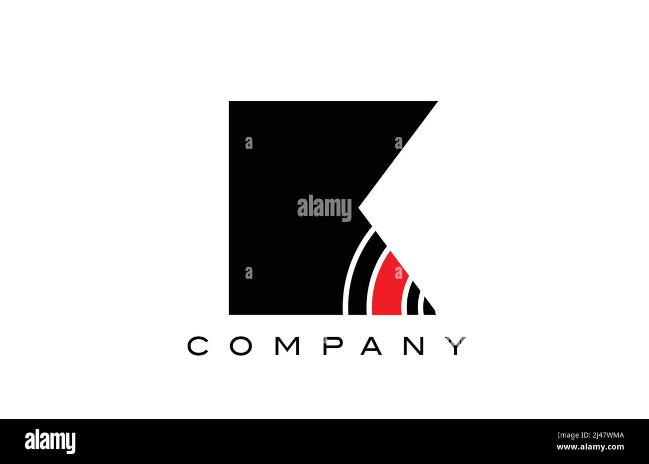 K black and red geometric alphabet letter logo icon design. Creative ...