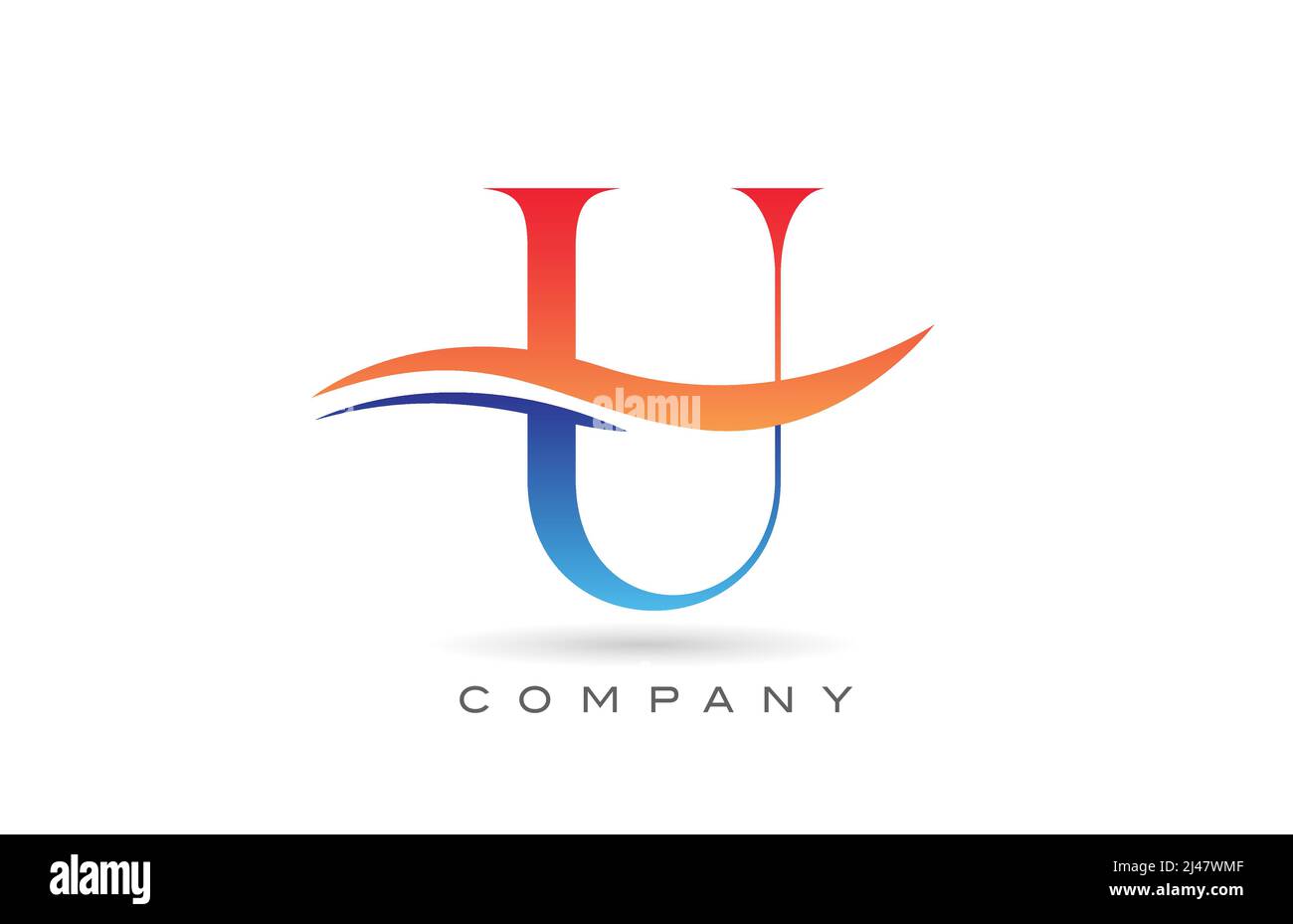orange blue U alphabet letter logo design. Creative icon template for ...